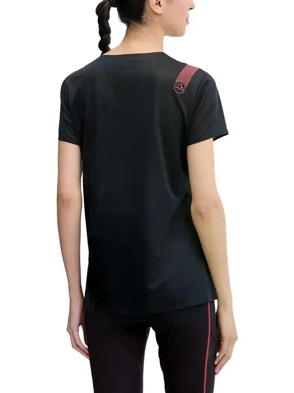 LA SPORTIVA Mesh Texture Logo Print Short Sleeve T-shirt - Black