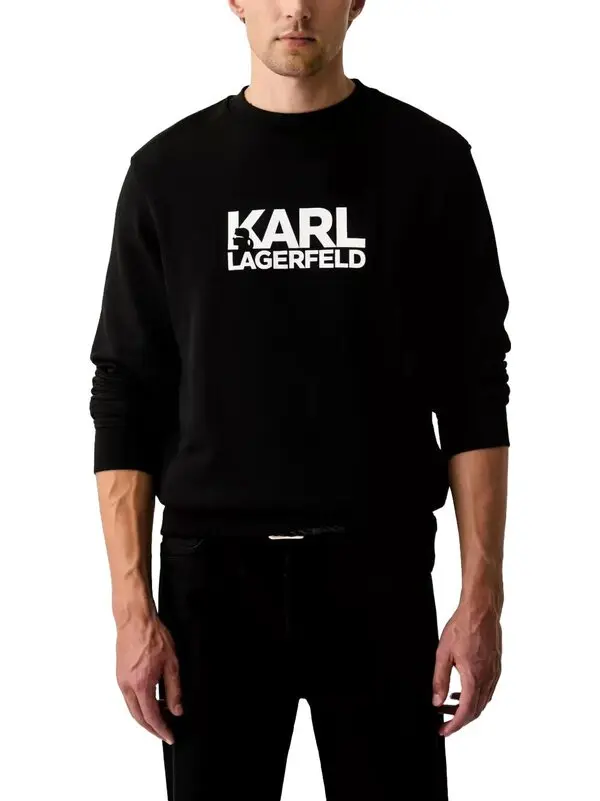 Karl Lagerfeld Logo Print Crew Neck Sweater - Black