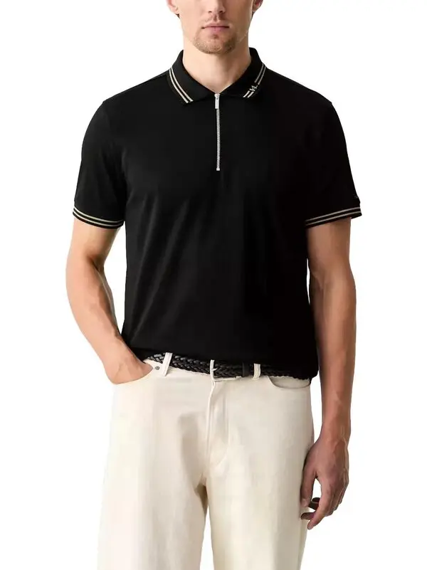 Karl Lagerfeld Zip-fastening Tipped Polo Shirt - Black