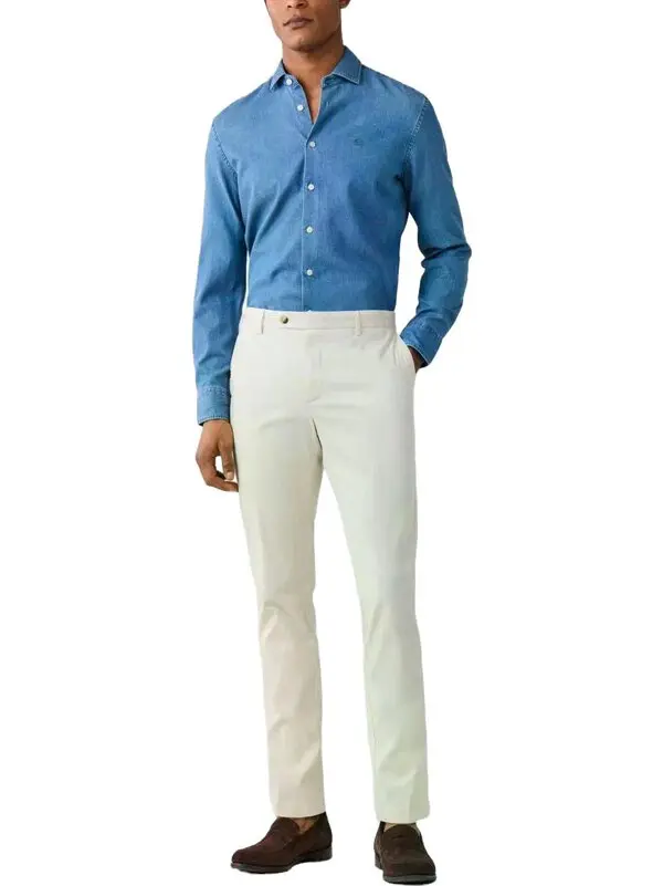HACKETT LONDON Kent Cutaway-collar Denim Shirt - Blue