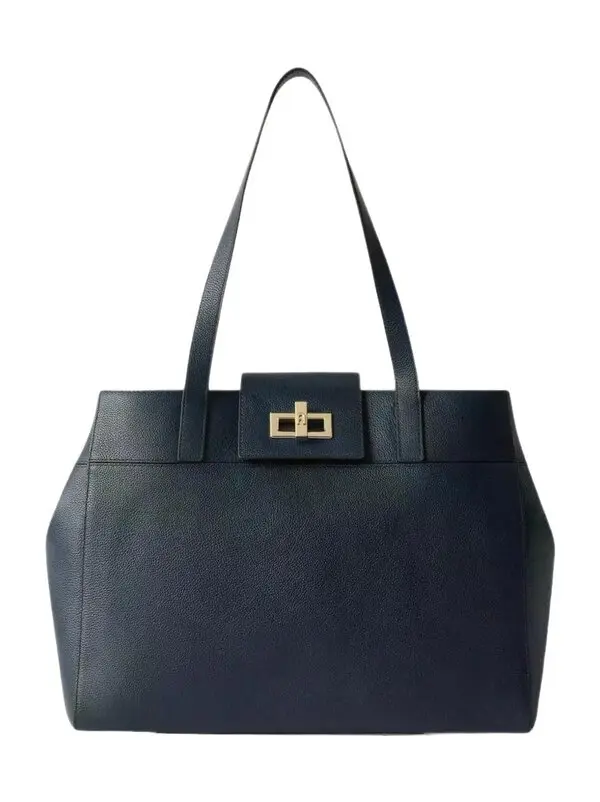 Furla Large Grained-leather Tote Bag - Blue