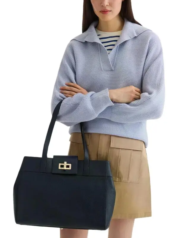 Furla Large Grained-leather Tote Bag - Blue