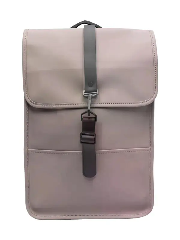 Rains Foldover-top Backpack With Carabiner Fastening - Grey
