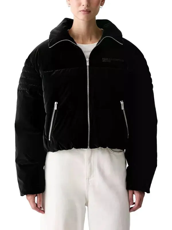 Karl Lagerfeld Velvet-effect Puffer Jacket - Black