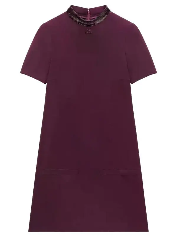 COURREGES A-line Mini Dress With Vinyl Collar - Purple