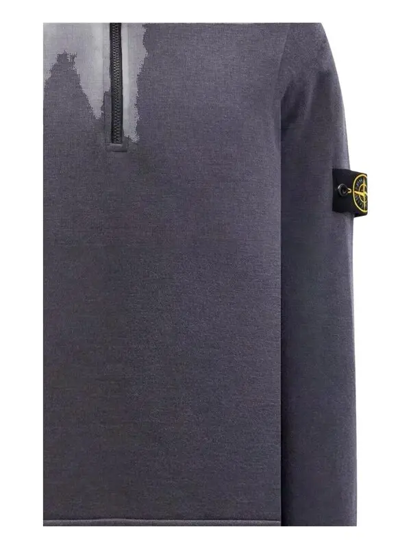 Stone Island Quarter-zip Sweater With Logo Patch - Grey