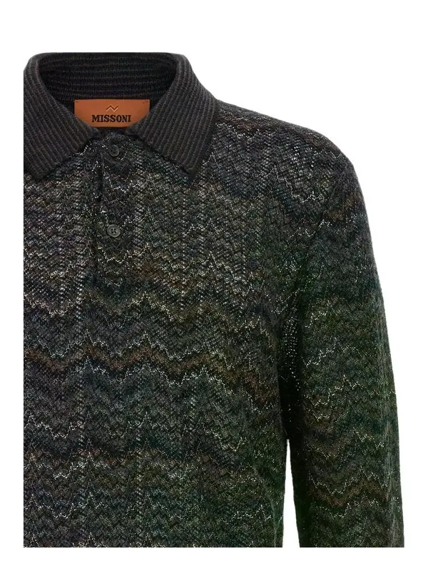Missoni Zigzag-knit Polo Shirt - Black