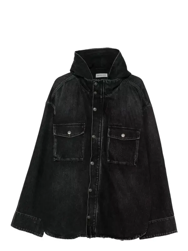 Balenciaga Hooded Denim Jacket - Black