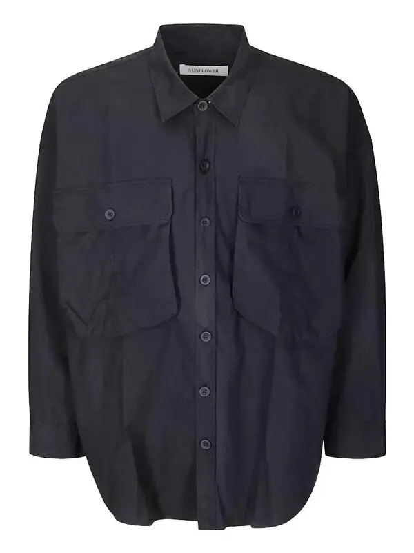 SUNFLOWER Big Flap-pocket Shirt - Black