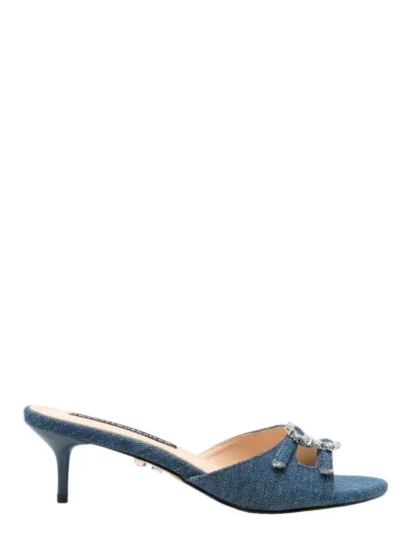 TWENTY FOURHAITCH Sabaudia Crystal-embellished Denim Kitten Heel Sandals - Blue