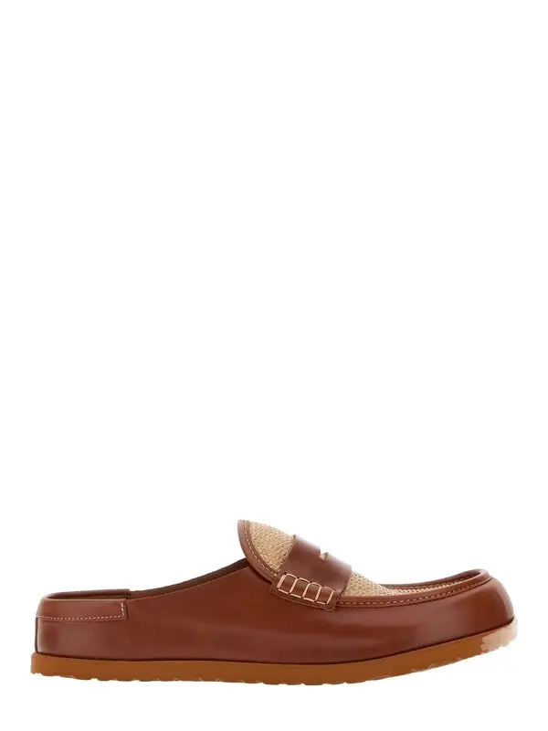 BIRKENSTOCK Two-tone Raffia And Nappa Leather Naples Slippers - White