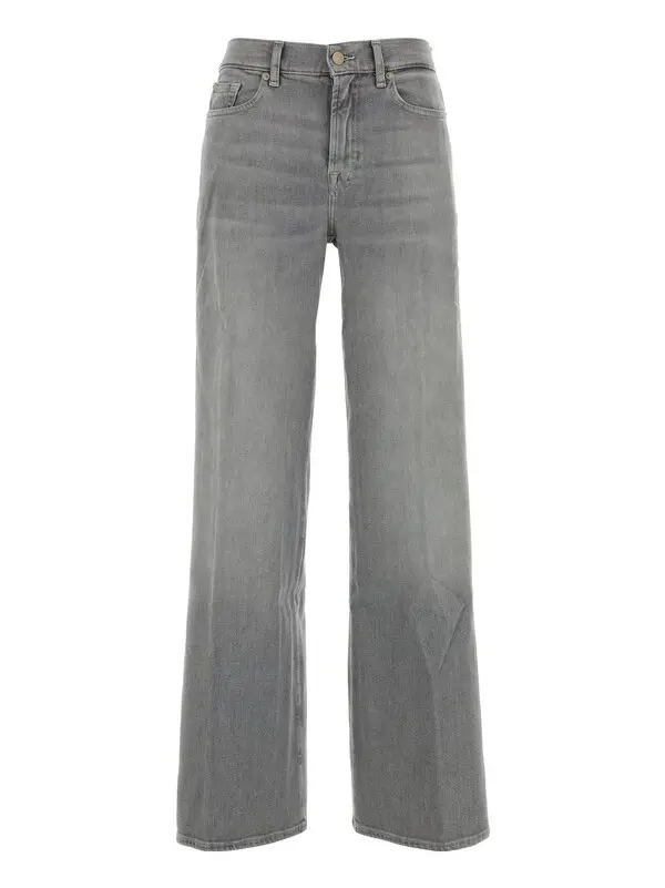 Seven For All Mankind Stonewashed Stretch Cotton Denim Lotta Jeans - Grey