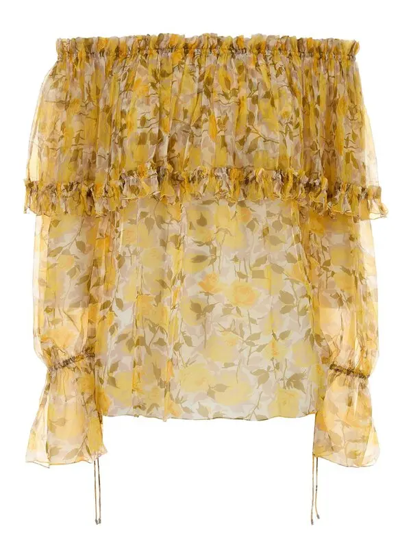 Chloé Printed Crepe Blouse - White