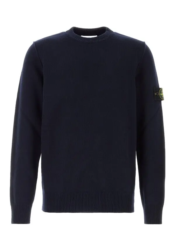 Stone Island Midnight Wool Blend Crew Neck Sweater - Blue