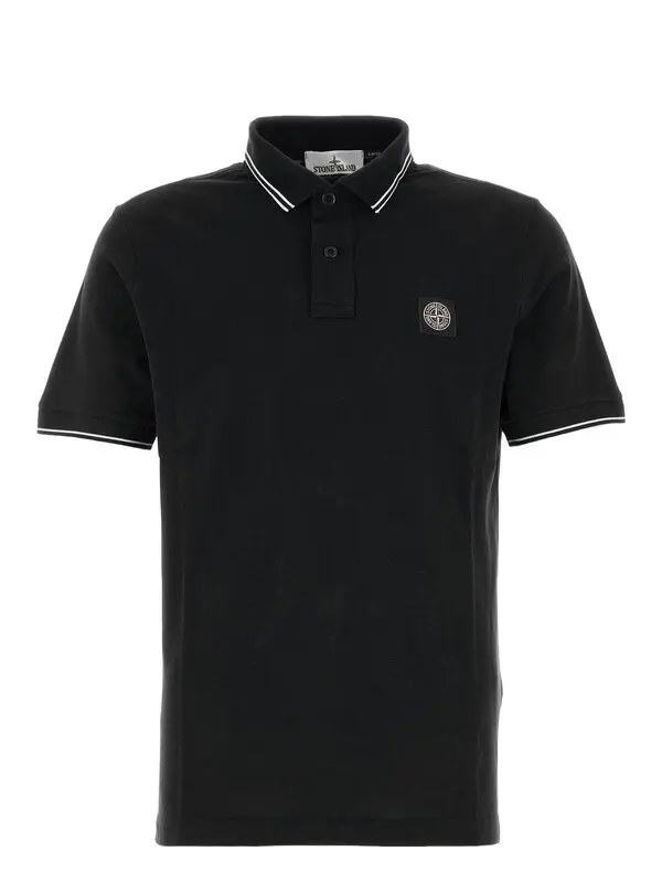 Stone Island Stretch Piquet Polo Shirt - Black