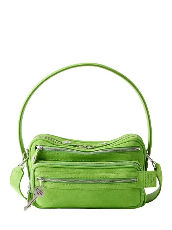 Acne Studios Camera Party Suede Shoulder Bag - Bright Green