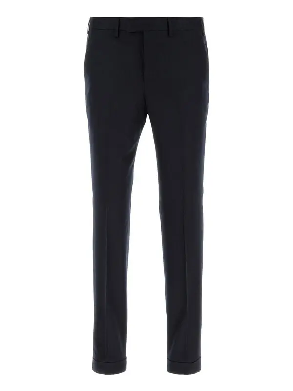 PT TORINO Stretch Wool Trousers With Embroidery - Blue