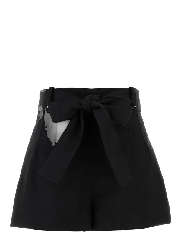 Moncler Polyester Blend Shorts With Tie Waist - Black