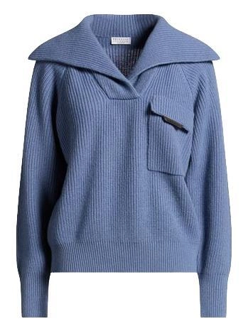 Brunello Cucinelli Cashmere Sweater With Beads - Blue