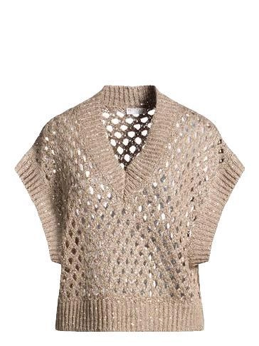 Brunello Cucinelli Sweater Size Silk, Linen, Polyamide, Polyester - Taupe