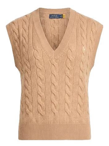 Polo Ralph Lauren Sleeveless Cable-knit Wool And Cashmere Sweater - Camel