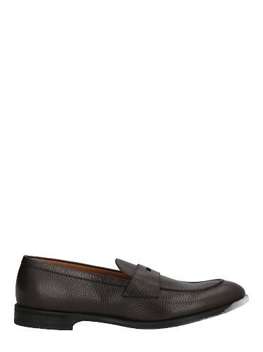 DOUCAL'S Pebbled Leather Penny Loafers - Dark Brown