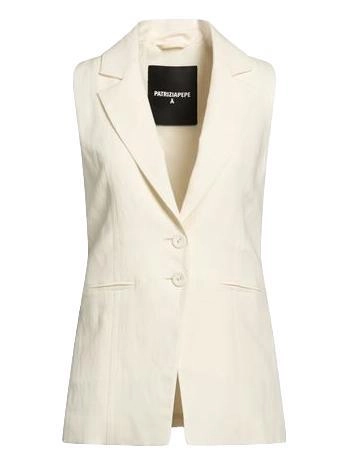 Patrizia Pepe Essential Tailored Vest In Chocolate - White