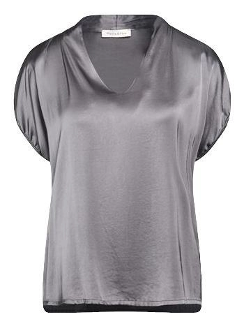 MANILA GRACE V-neck T-shirt In Satin - Grey