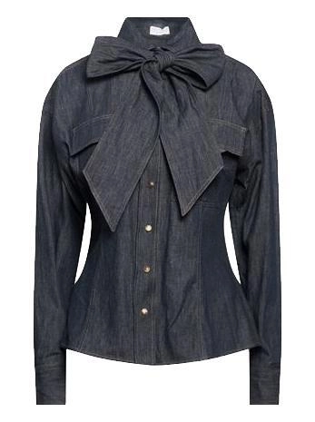 Brunello Cucinelli Denim Bow-tie Neckline Shirt - Blue
