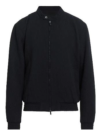 Emporio Armani Virgin Wool And Elastane Harrington Jacket - Navy