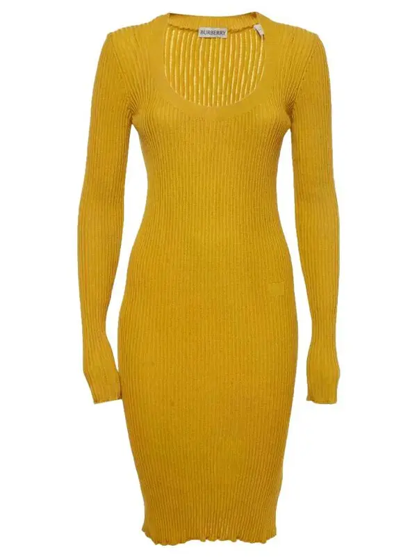 Burberry Rib-knit Midi Dress - Yellow