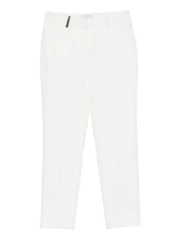 Peserico Cropped Slim-fit Trousers - White