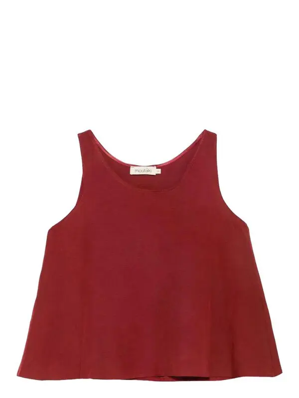 MOUTAKI Sleeveless Scoop Neck Blouse - Red