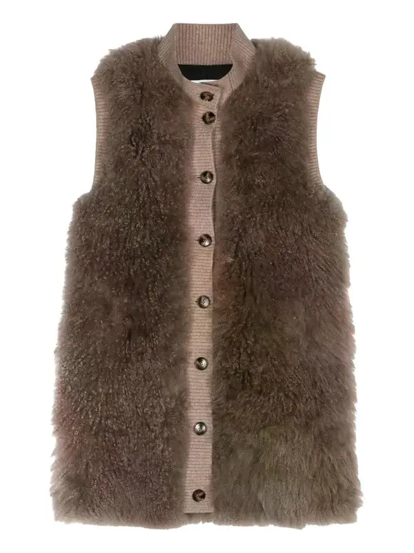LISKA Sleeveless Cashmere Vest - Brown