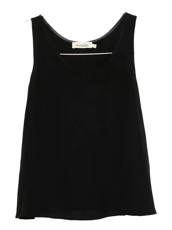 MOUTAKI Scoop Neck Sleeveless Blouse - Black