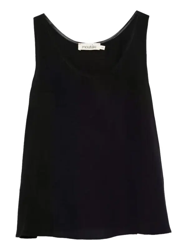 MOUTAKI Scoop Neck Sleeveless Blouse - Black