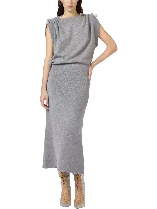 Giuseppe Di Morabito Embellished Knitted Midi Dress - Grey