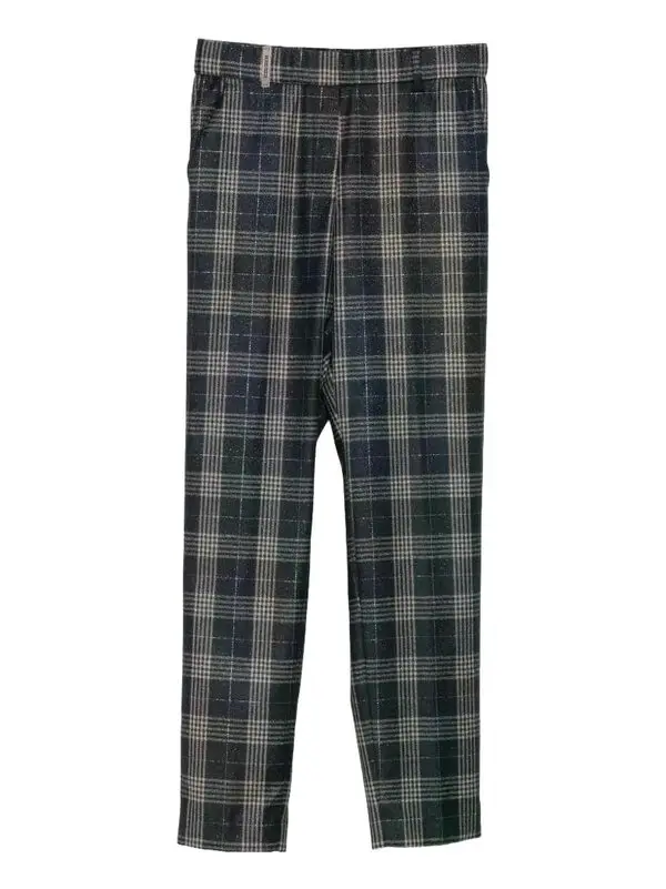 Peserico Check Pattern Glitter Detail Trousers - Blue