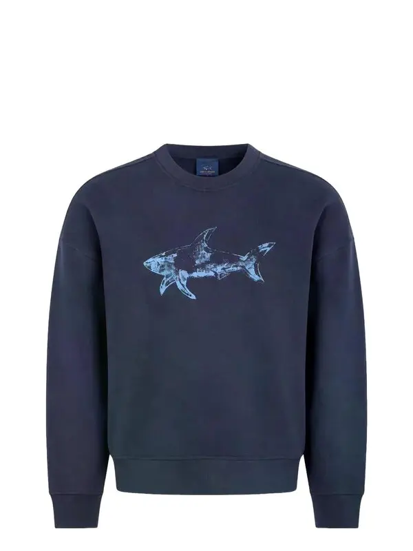 Paul & Shark Crewneck Sweatshirt With Shark Print - Blue