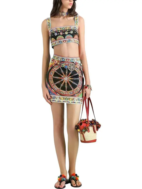 Dolce & Gabbana Carretto-print Cotton Top - Black