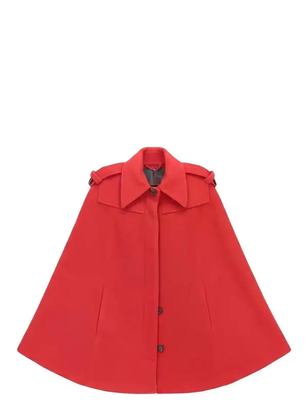 Isaia Epaulette Detail Button-up Cape - Red