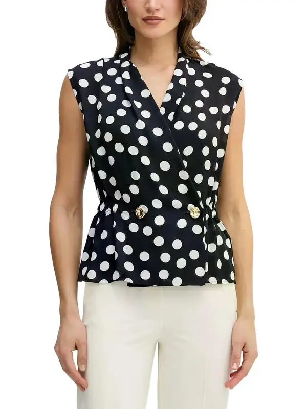 Joseph Ribkoff Sleeveless Polka Dot Wrap Top - Blue