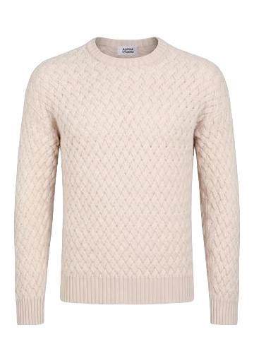 Alpha Studio Merino Wool Crewneck Sweater - Beige