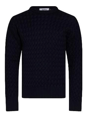 Alpha Studio Merino Wool Crewneck Sweater - Blue