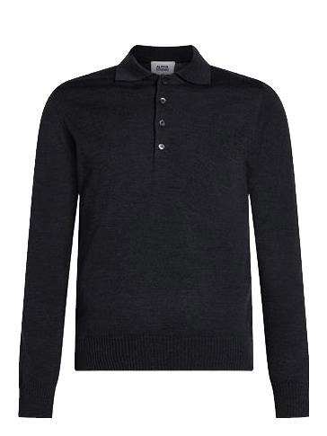 Alpha Studio Charcoal Merino Wool Sweater - Grey