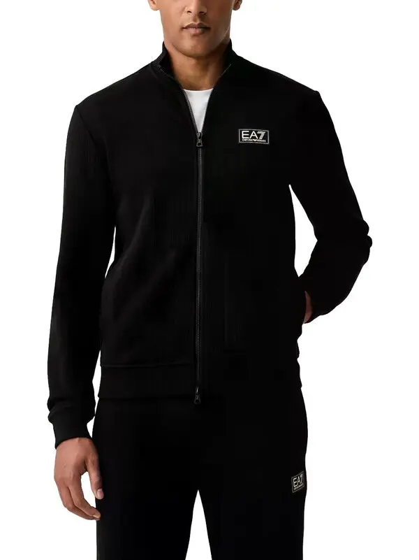 EA7 Logo-patch Zip-up Tracksuit - Black