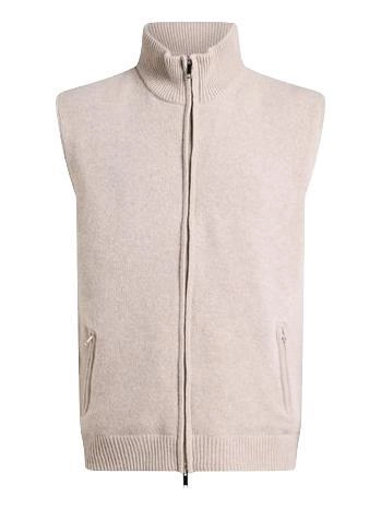 DANIELE FIESOLI Danielle Fiesoli Merino Wool & Cashmere Sleeveless Zip Vest - Beige