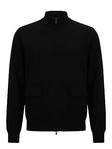 FILIPPO DE LAURENTIIS Cotton Zip-up Cardigan - Black