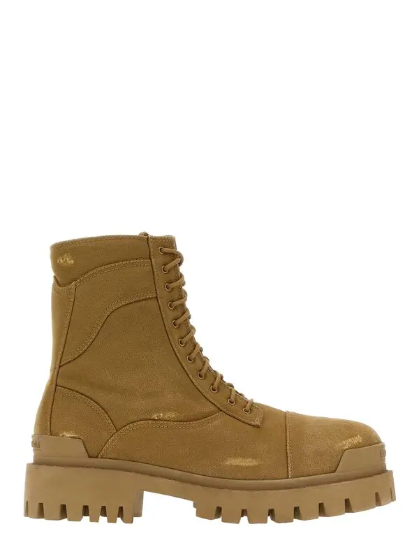 Balenciaga Camel Combat Ankle Boots - Brown