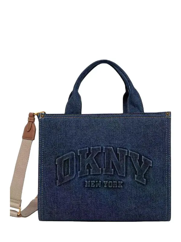 Dkny Logo Embossed Denim Tote Bag - Blue